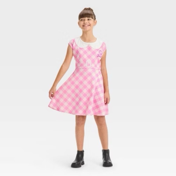 Barbie | Dresses | Girls Barbie Gingham Dress Pink | Poshmark